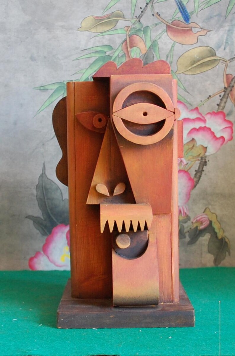 Cubist Head, Interior Design Wood Art - Etsy