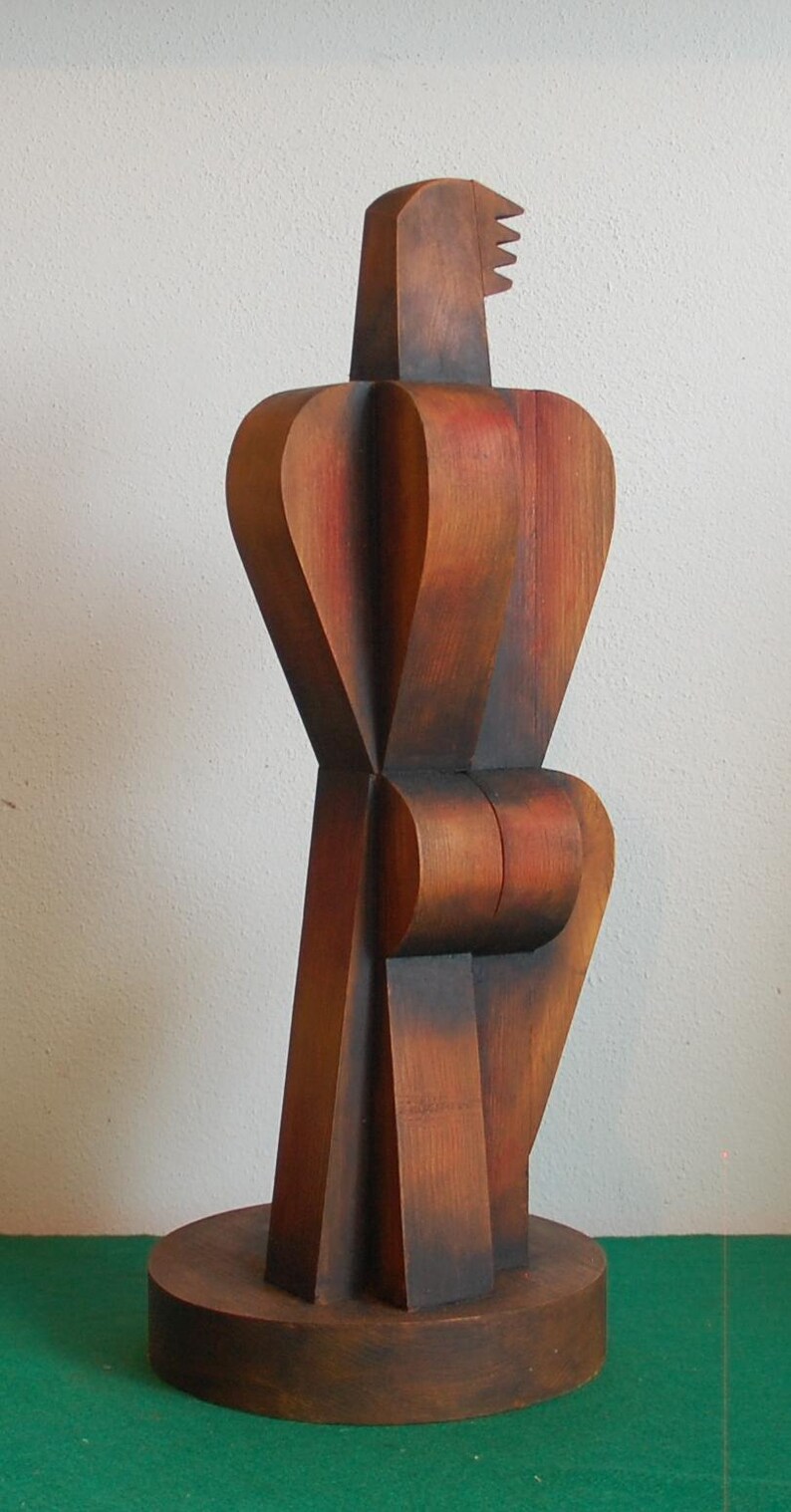 Cubist Wood Sculpture: Handmade Atelier Boulogne Art, Limited Edition ...