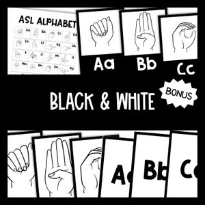 ASL American Sign Language Chart and Flashcards Wall Art Bright Rainbow ...