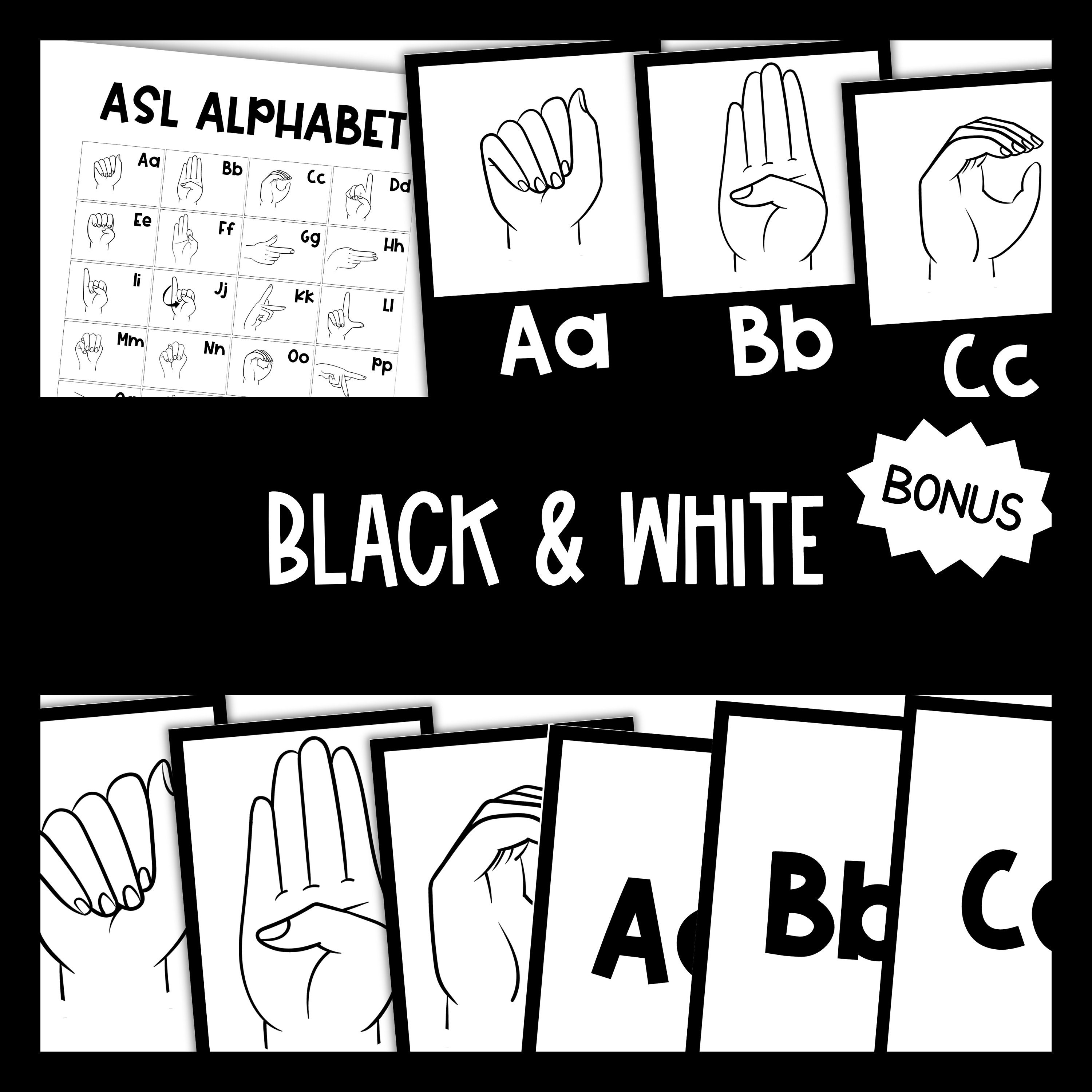 ASL American Sign Language Chart and Flashcards Wall Art Bright Rainbow ...