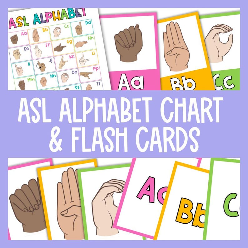 ASL Alphabet Chart and Flash Cards - Etsy