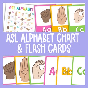 ASL American Sign Language Chart and Flashcards Wall Art Bright Rainbow ...