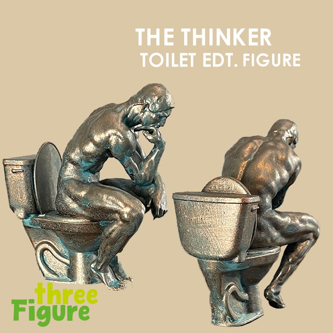 The Thinker Toilet Edition Bronze Sculpture, the Thinker Funny 3D Printed Figure, Where You ...