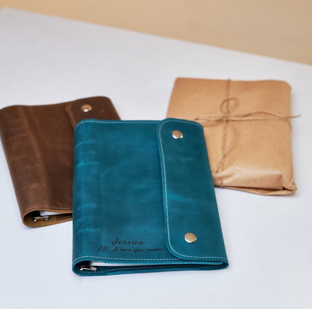 Leather Ring Binder, Leather Binder 4-ring, A4 Leather Binder, A4 ...