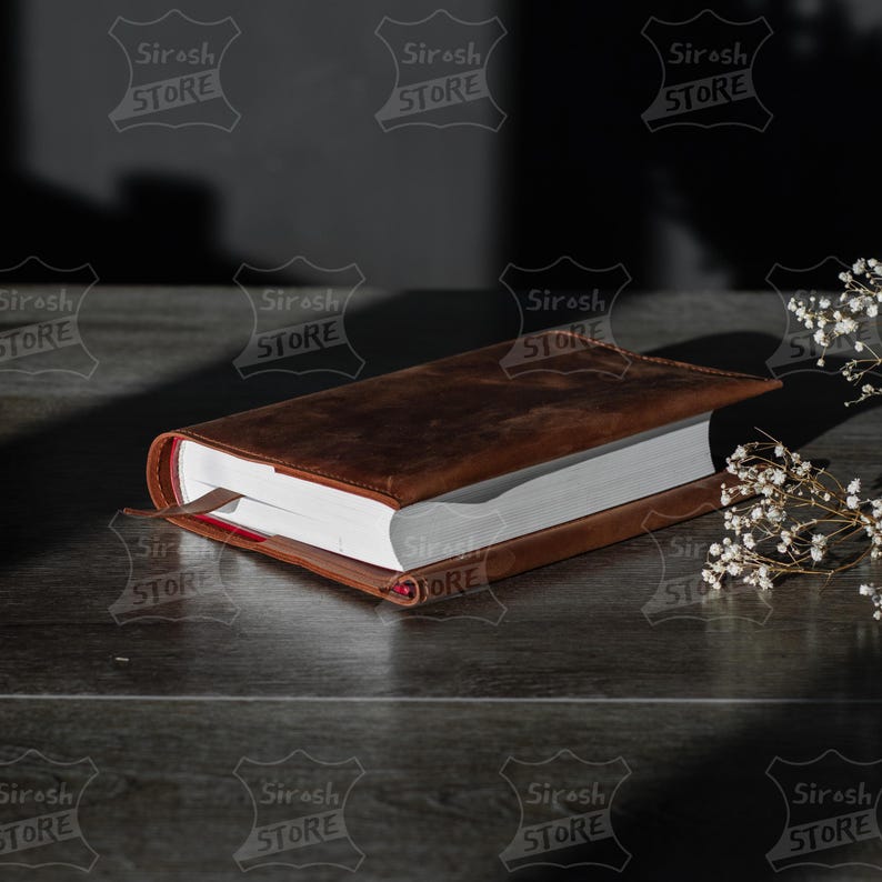 Custom Leather Book Cover, Leather Book Holder, Leather Book Sleeve ...