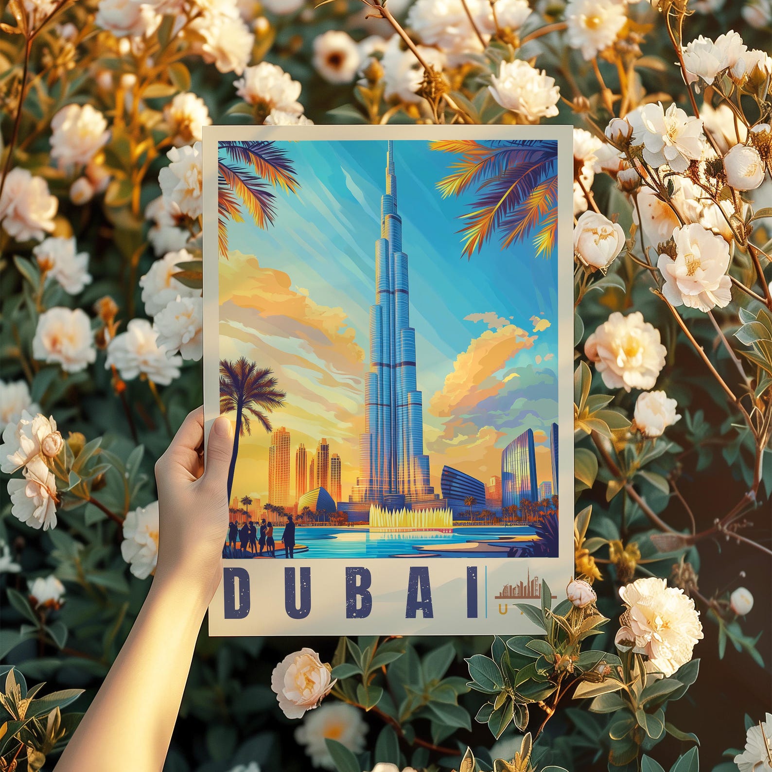 Dubai Skyline Art Print, United Arab Emirates Travel Poster - Etsy