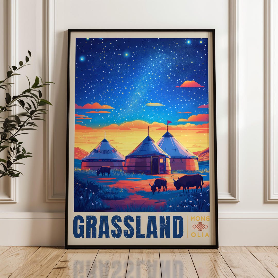 Mongolian Grassland Travel Poster: Home & Office Decor Print - Etsy