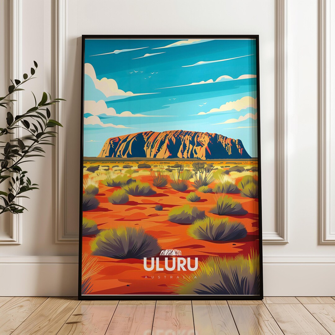 Uluru Australia Print: Red Desert Landscape, Modern Travel Art - Etsy