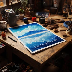 Salar De Uyuni Travel Poster, Bolivia Wall Art Print, Illustration ...