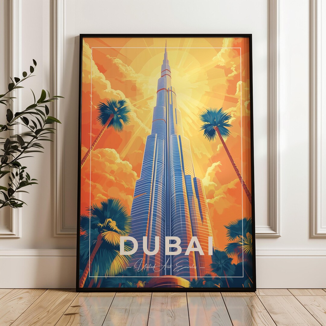 Dubai Travel Poster: Burj Khalifa Art Print, UAE Wall Decor - Etsy