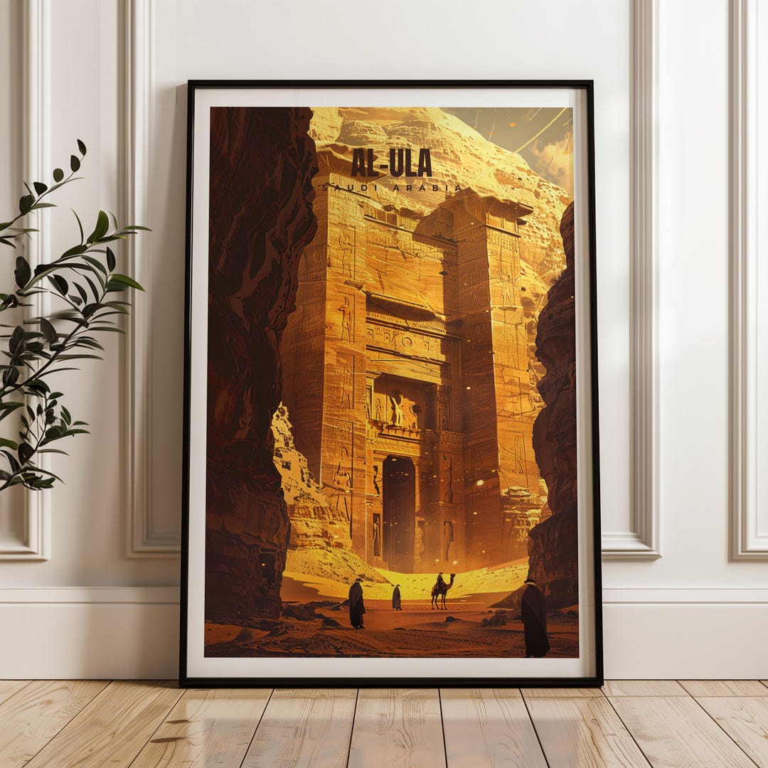 Al-ula Travel Poster Saudi Arabia Wall Art Print, Illustration Poster ...