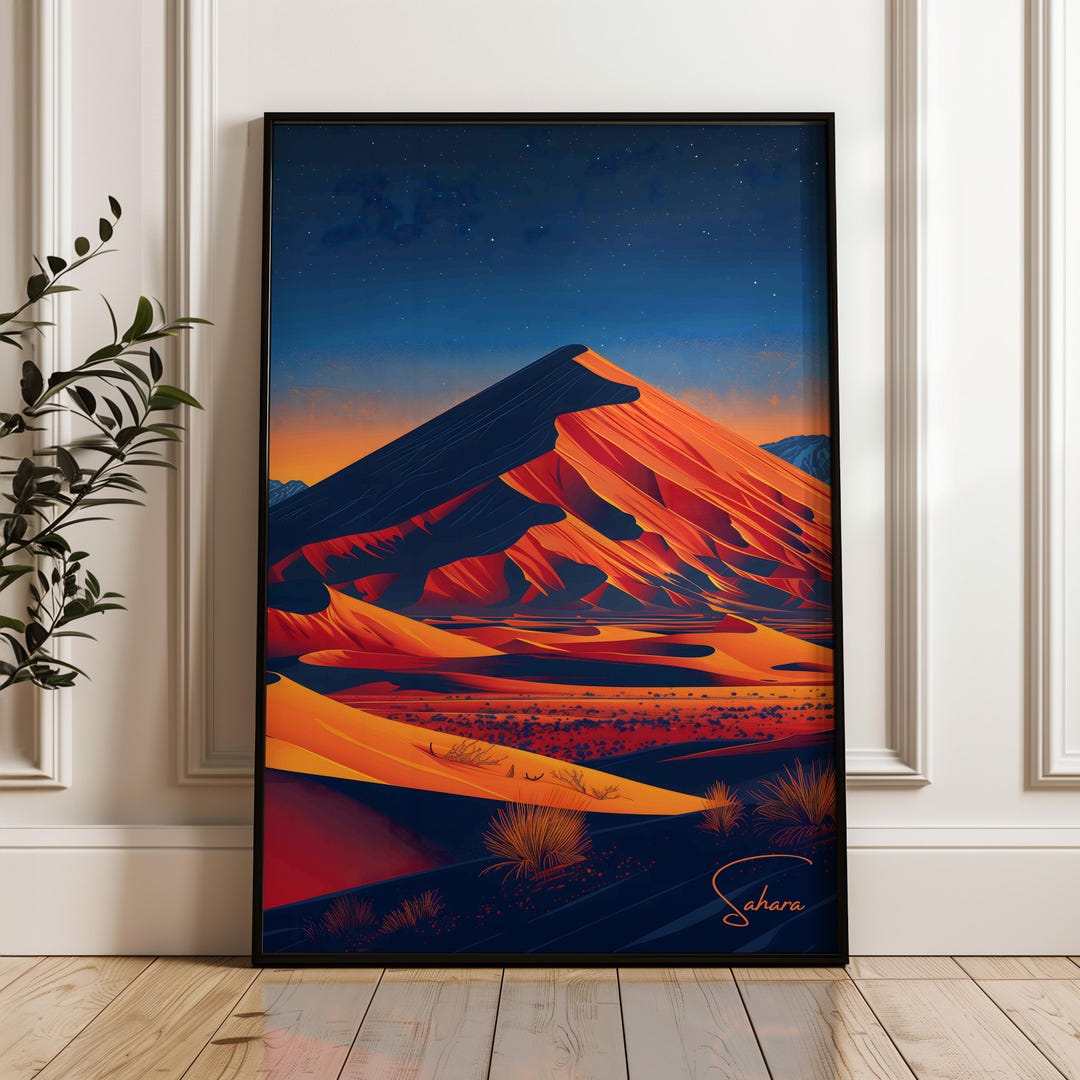 Sahara Desert Travel Poster Africa Wall Art Print, Illustration Poster ...