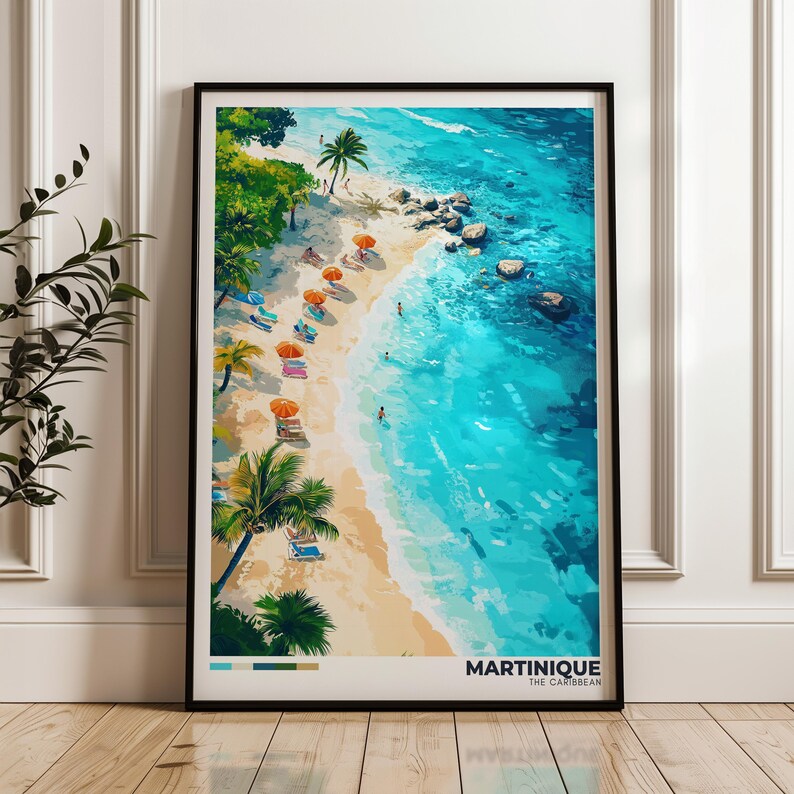 Martinique Travel Poster Caribbean Wall Art Print, Illustration Artwork ...