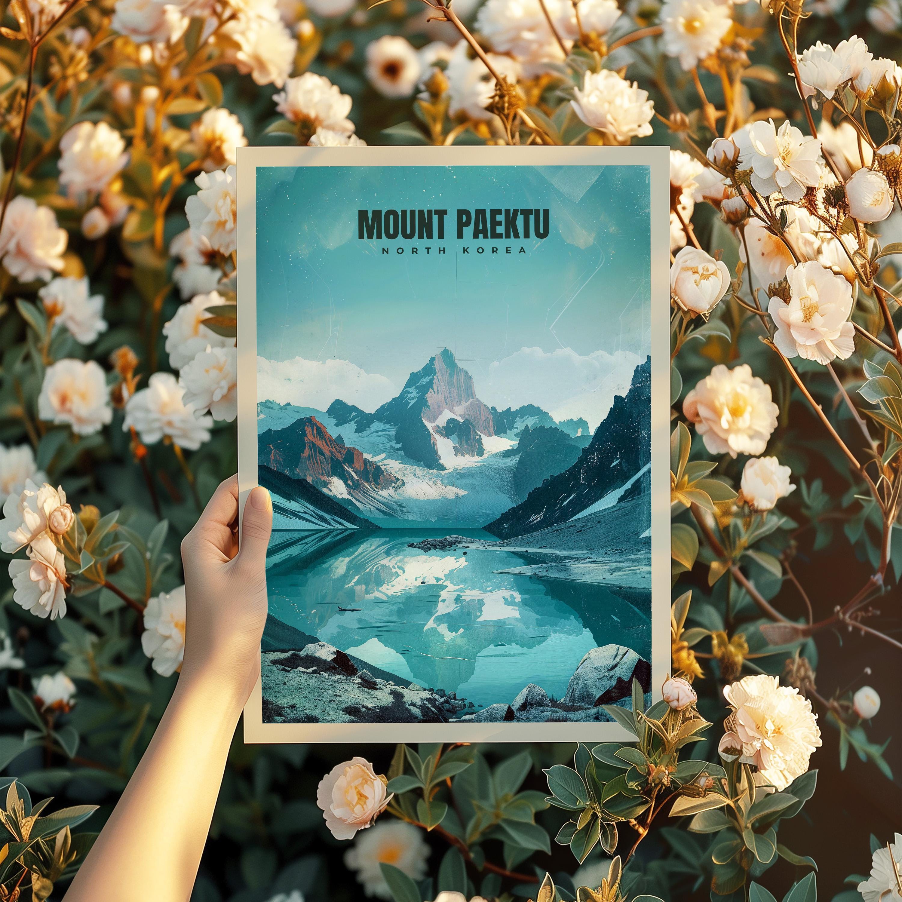 Mount Paektu Travel Poster: North Korea Mountain Art Print - Etsy
