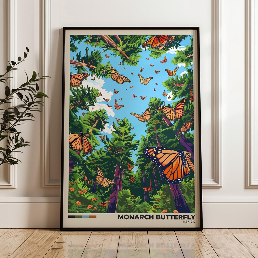 Monarch Butterfly Mexico Travel Poster: Nature Wall Art Print - Etsy