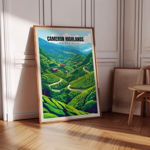 Cameron Highlands Travel Poster - Malaysia Wall Art Print, Illustration ...