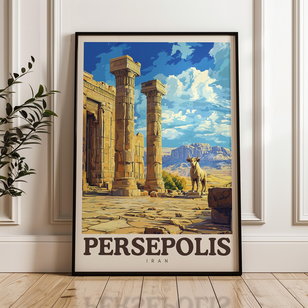 Persepolis Travel Poster, Iran Wall Art Print, Illustration Poster ...