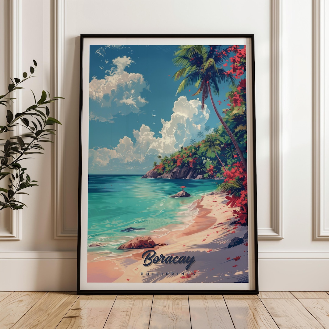 Boracay Travel Poster Philippines Wall Art Print, Illustration Poster ...