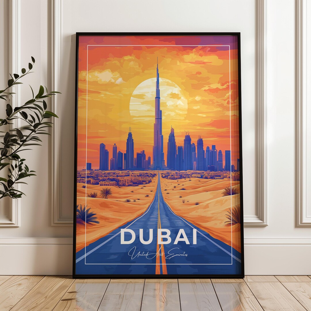 Dubai Travel Poster - UAE Wall Art Print, Illustration Poster, Artwork ...