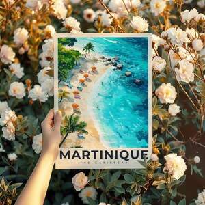 Martinique Travel Poster - Caribbean Wall Art Print, Illustration ...