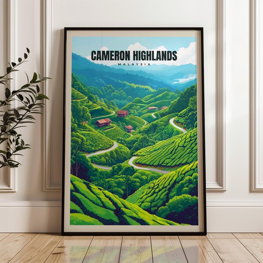 Cameron Highlands Travel Poster - Malaysia Wall Art Print, Illustration ...