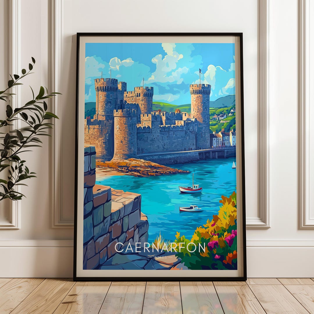 Caernarfon Castle Travel Poster: Wales Illustration Art - Etsy