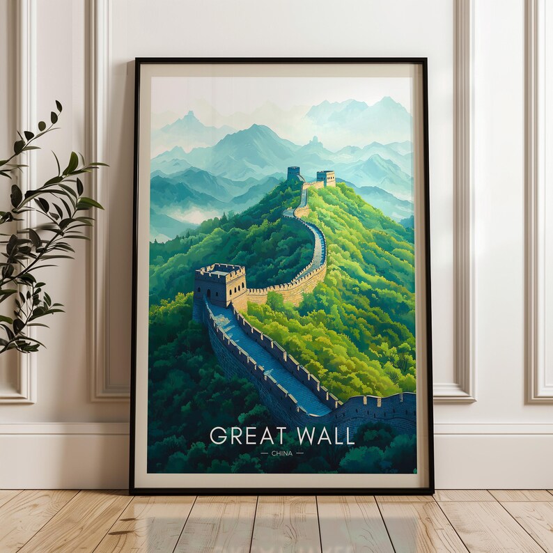 Great Wall of China Travel Poster - Beijing Wall Art Print ...