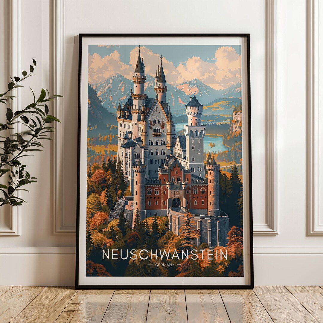 Neuschwanstein Castle Travel Poster - Germany Wall Art Print ...