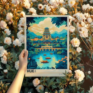 Hue Travel Poster - Vietnam Wall Art Print, Illustration Poster, Asian ...