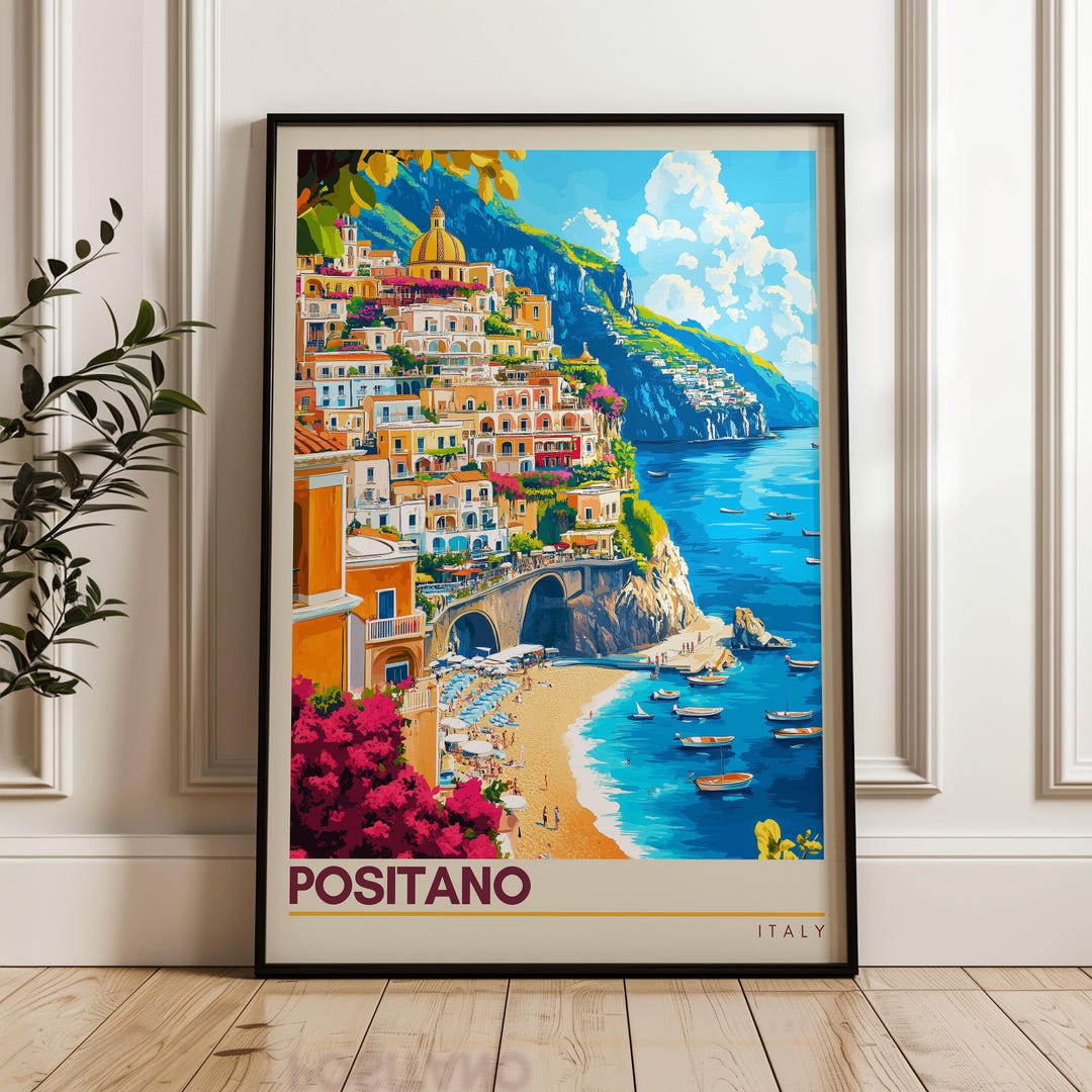 Positano Italy Travel Poster: Amalfi Coast Wall Art - Etsy