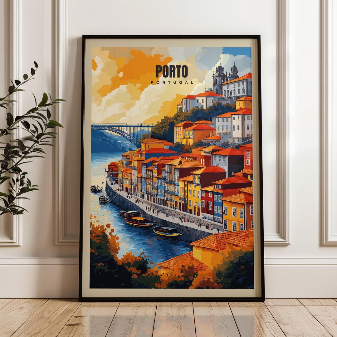 Porto Travel Poster - Portugal Wall Art Print, Illustration Poster ...