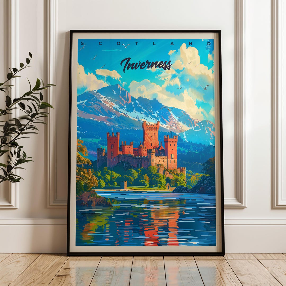 Inverness Travel Poster - Scotland Wall Art Print, Illustration Poster ...