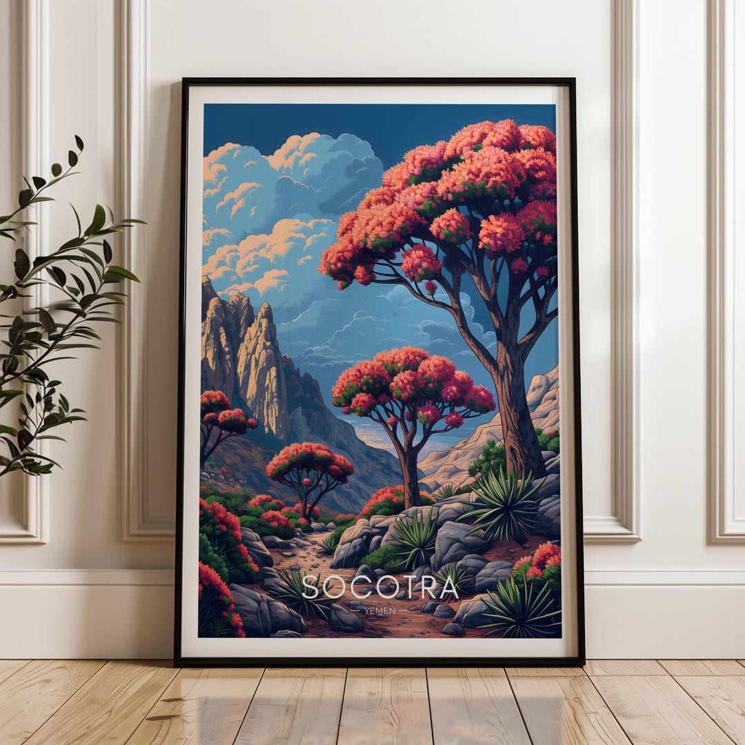 Socotra Travel Poster Yemen Wall Art Print, Illustration Poster ...