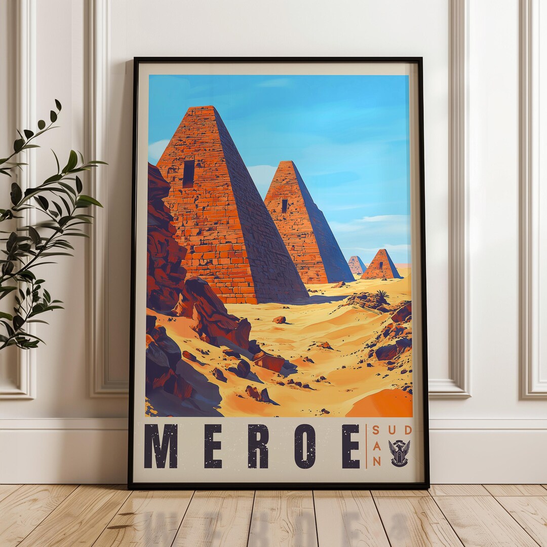 Meroe Pyramids Travel Poster - Sudan Wall Art Print, African ...