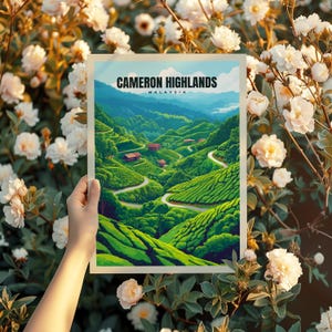 Cameron Highlands Travel Poster - Malaysia Wall Art Print, Illustration ...