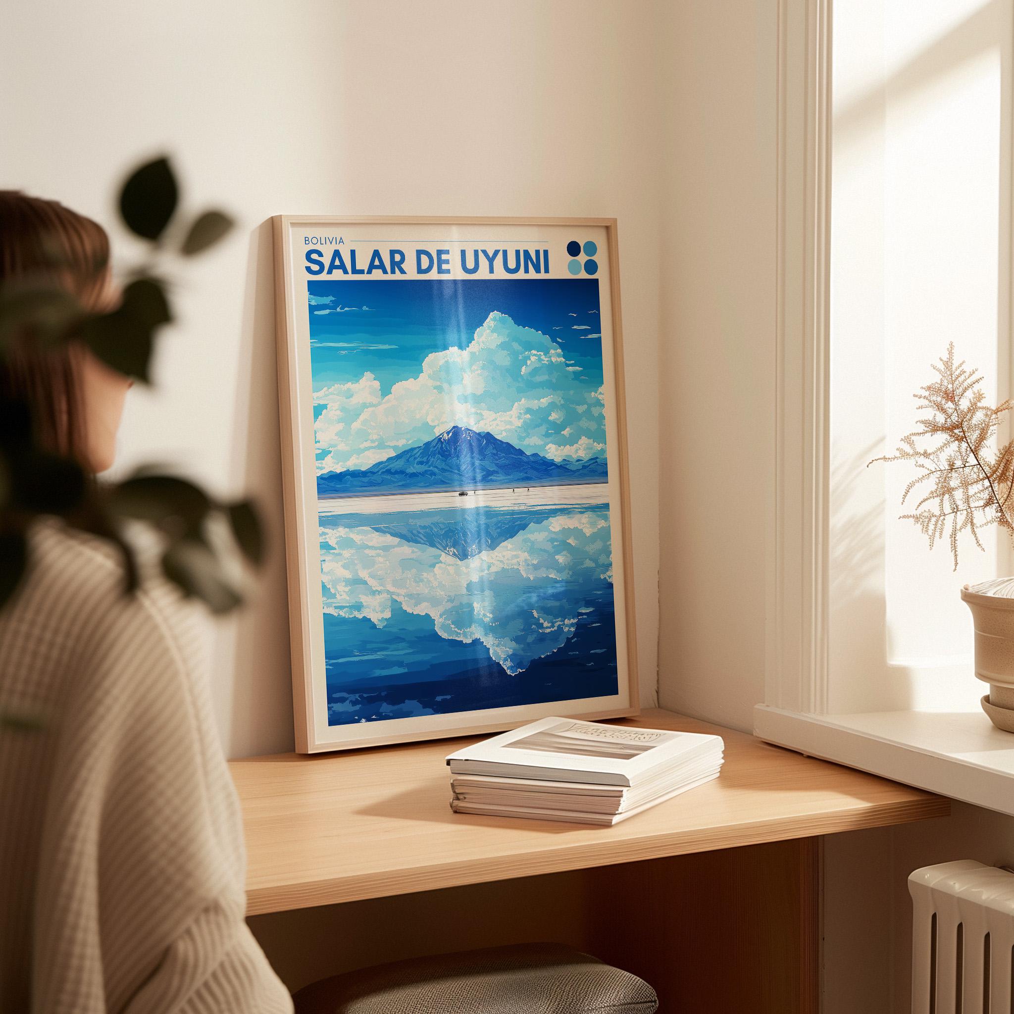 Salar De Uyuni Travel Poster, Bolivia Wall Art Print, Illustration ...