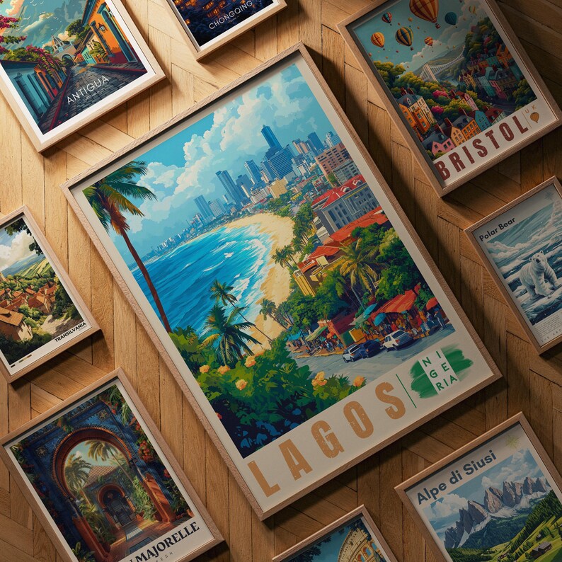 Lagos Nigeria Travel Poster: Vibrant Cityscape Wall Art - Etsy UK