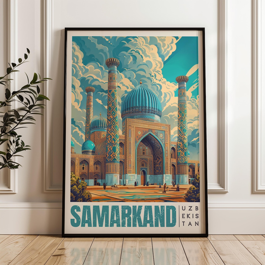 Samarkand Travel Poster Uzbekistan Wall Art Print, Illustration Poster ...