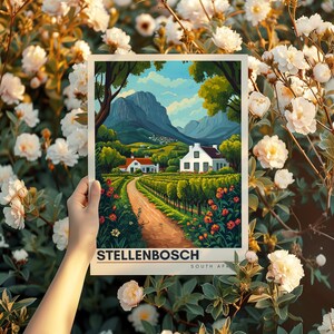 Stellenbosch Travel Poster - South Africa Wall Art Print, Illustration ...