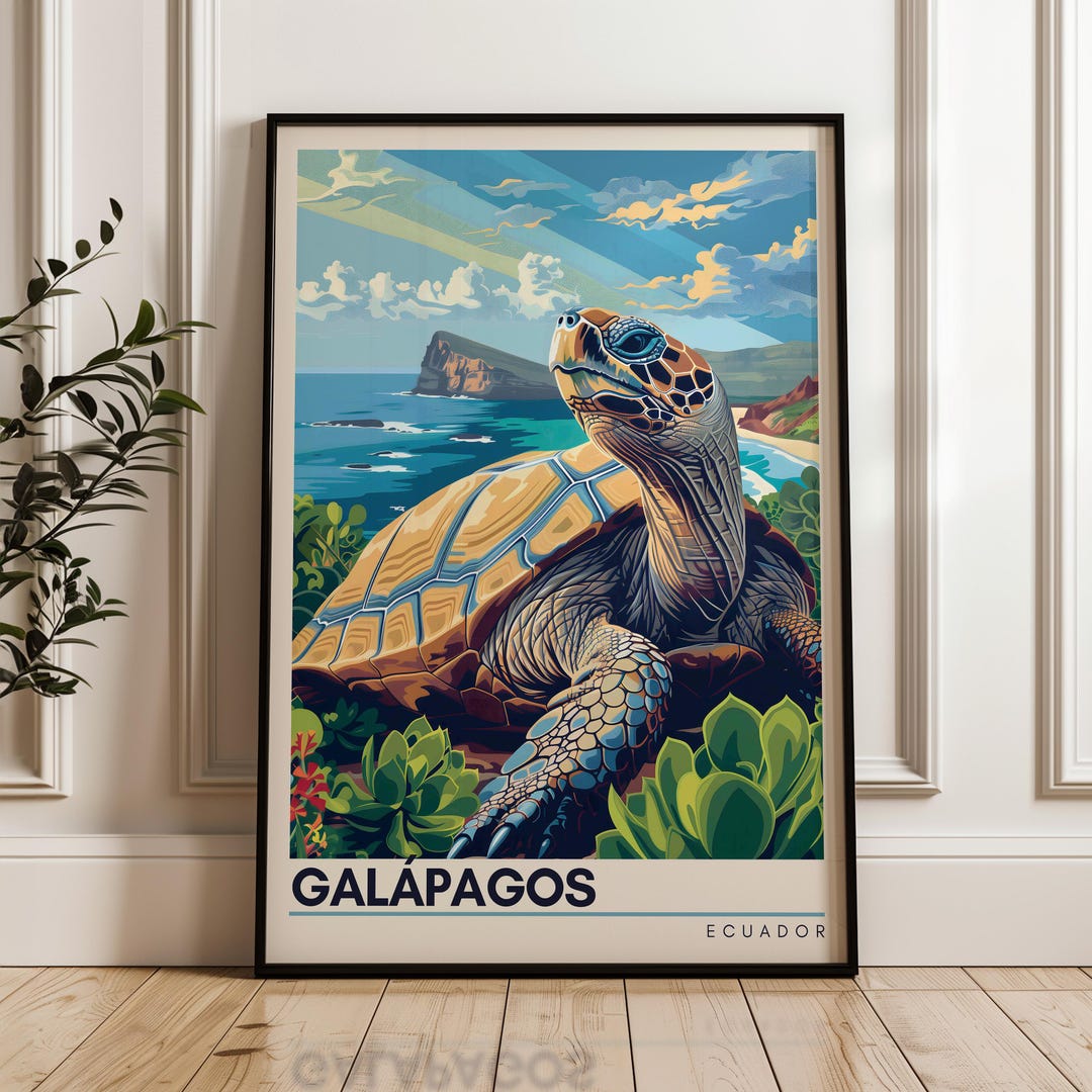 Galapagos Travel Poster Ecuador Wall Art Print, Illustration Poster ...