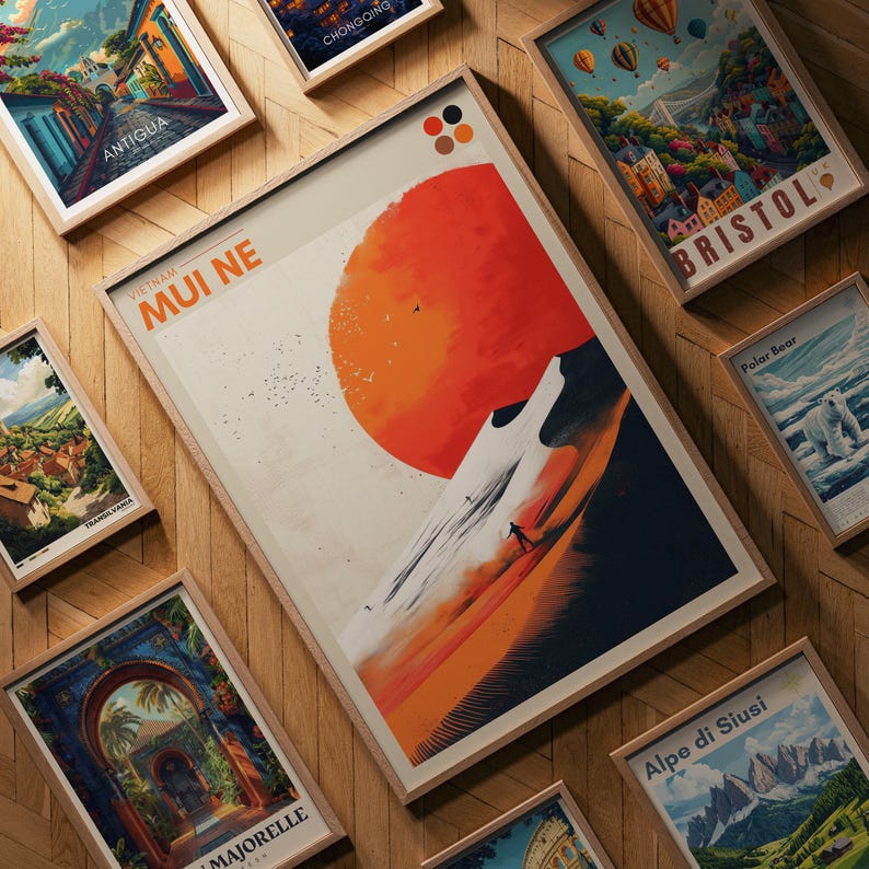 Mui Ne Vietnam Travel Poster: Sand Dunes Illustration Art - Etsy