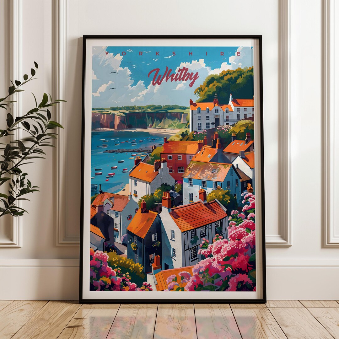 Whitby Travel Poster UK Wall Art Print, Illustration Poster, Home ...