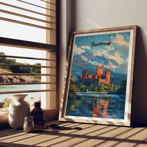 Inverness Travel Poster Scotland Wall Art Print, Illustration Poster ...