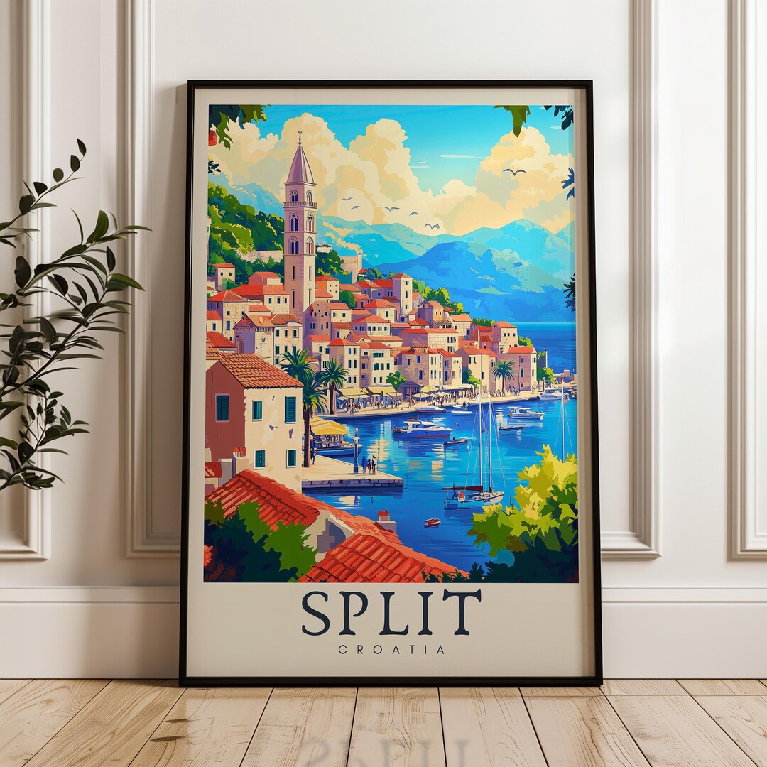 Split Croatia Travel Poster: Mediterranean Wall Art Print - Etsy