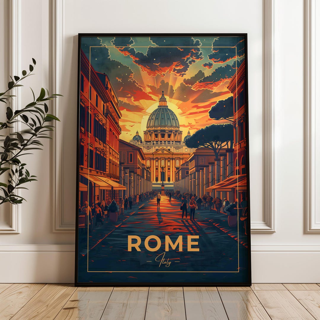 Rome Travel Poster, Italy Wall Art Print, Illustration Poster, Artwork ...