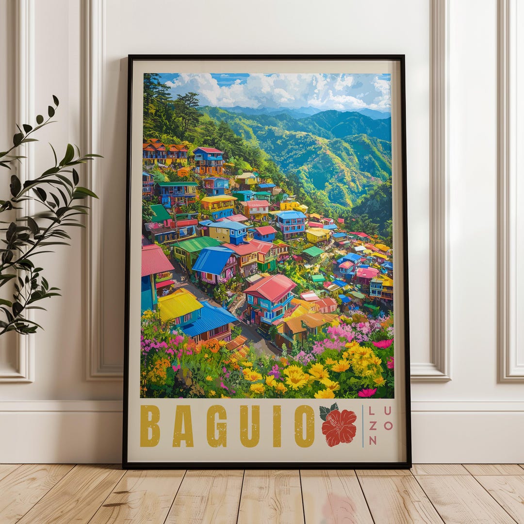 Baguio Philippines Travel Poster Art Print – Luzon Mountain City Wall ...