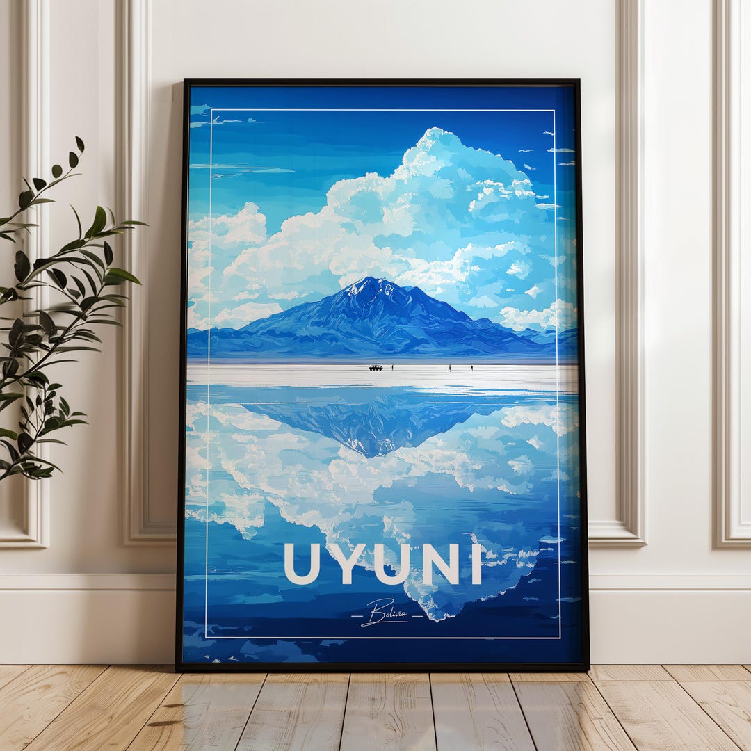 Salar De Uyuni Travel Poster, Bolivia Wall Art Print, Illustration ...