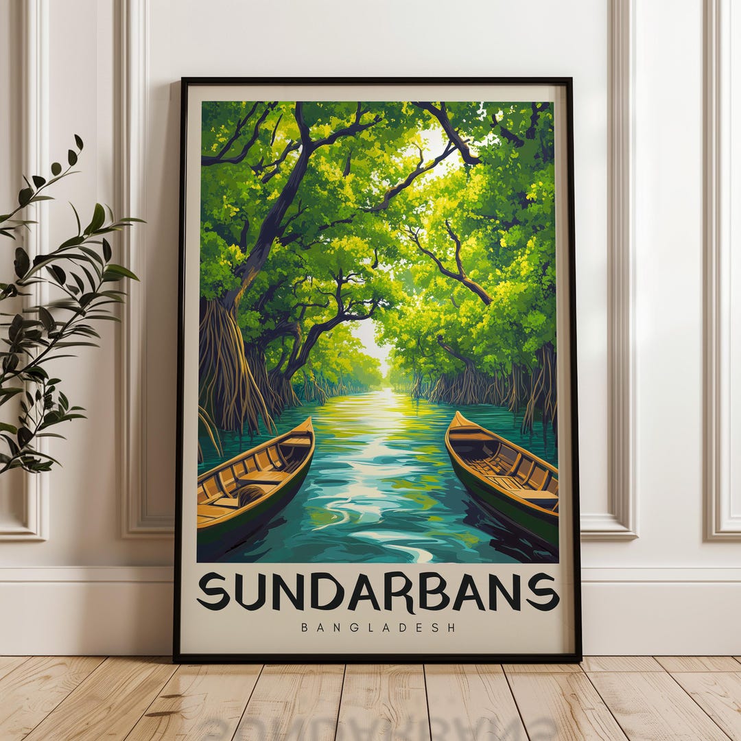 Sundarbans Travel Poster - Bangladesh Wall Art Print, Illustration ...