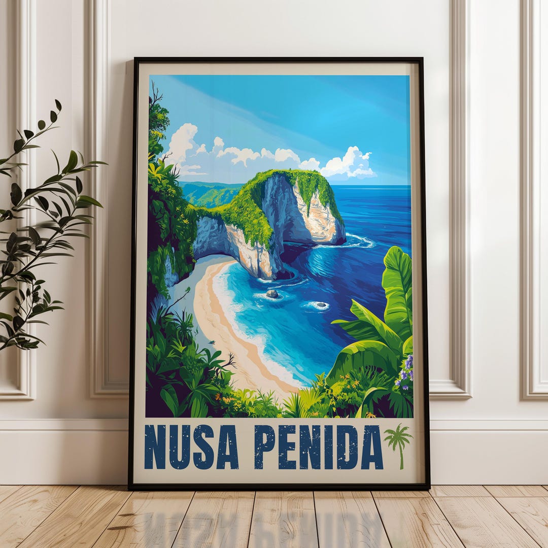 Nusa Penida Travel Poster: Kelingking Beach Illustration Art Print - Etsy