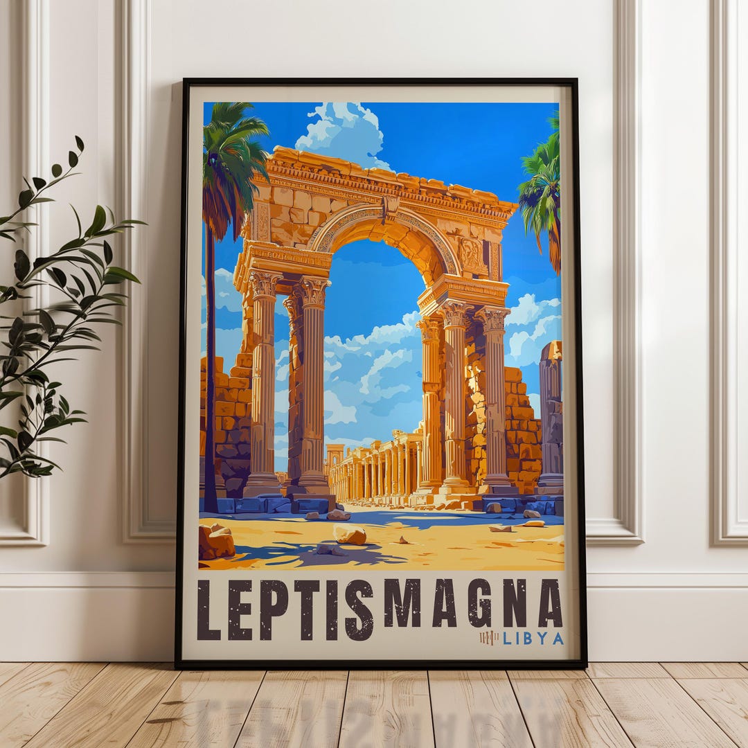 Leptis Magna Travel Poster - Libya Wall Art Print, Roman Ancient ...